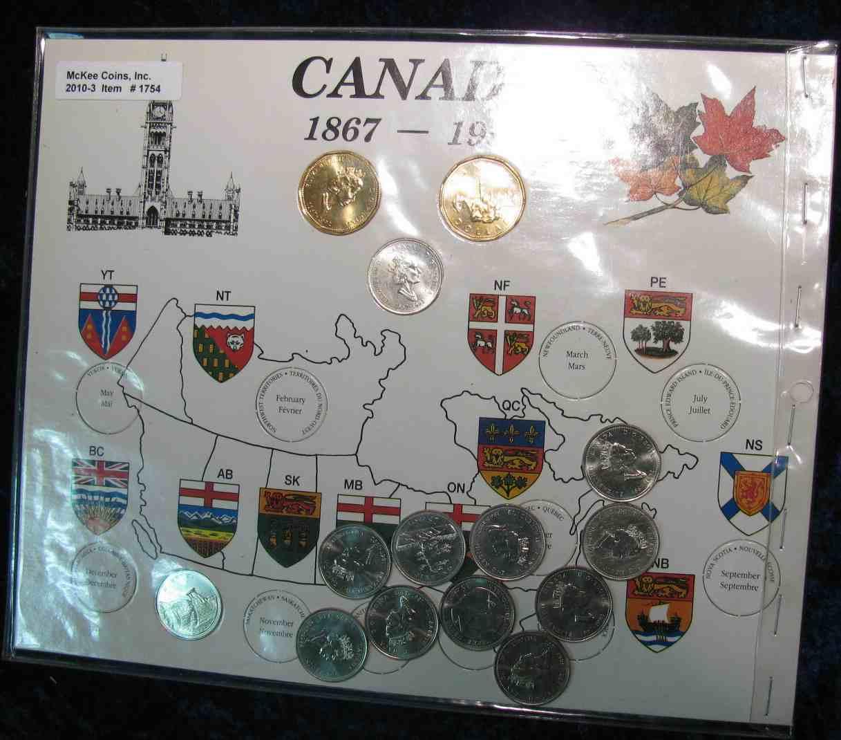 1754. 1867-1992 Canada Commemorative Coin Set in fancy display board.
