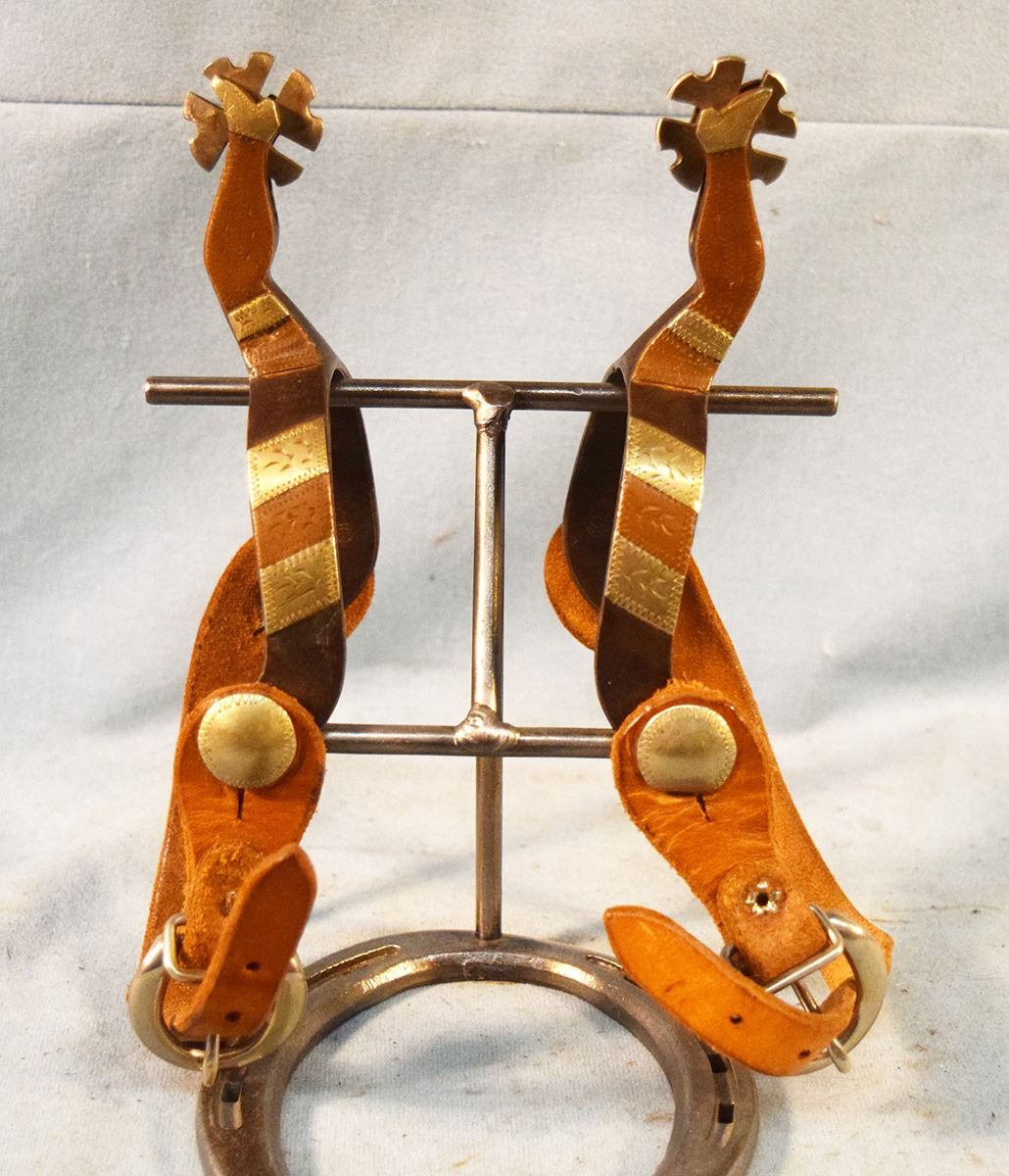 Hall lady leg silver & copper mounted spurs