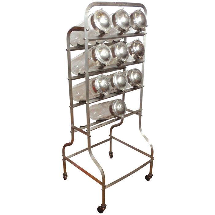 Vendosolo heavy metal 12-jar candy rack w/casters (missing 2 jars), VG ...