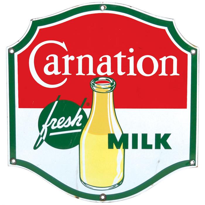Carnation Fresh Milk porcelain sign, colorful, Exc cond w/light ...