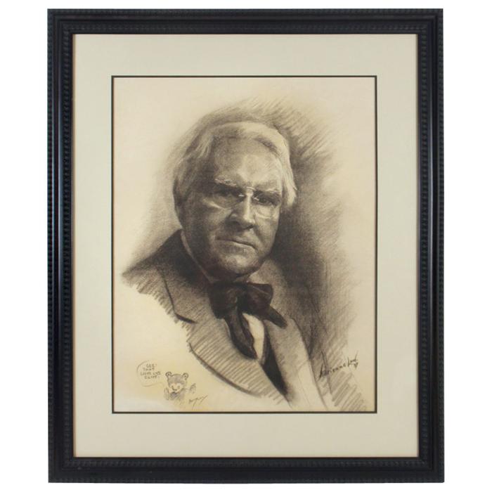 Clifford A. Berryman charcoal portrait, signed by artist Adrienne Low ...