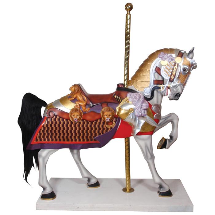 Carousel horse, Dentzel, outside row armored horse w/real horse hair ...