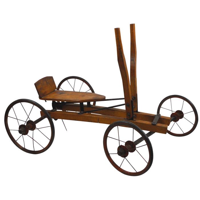 Child's Irish mail car, mfgd by Torck, wood w/10" metal spoke wheels ...