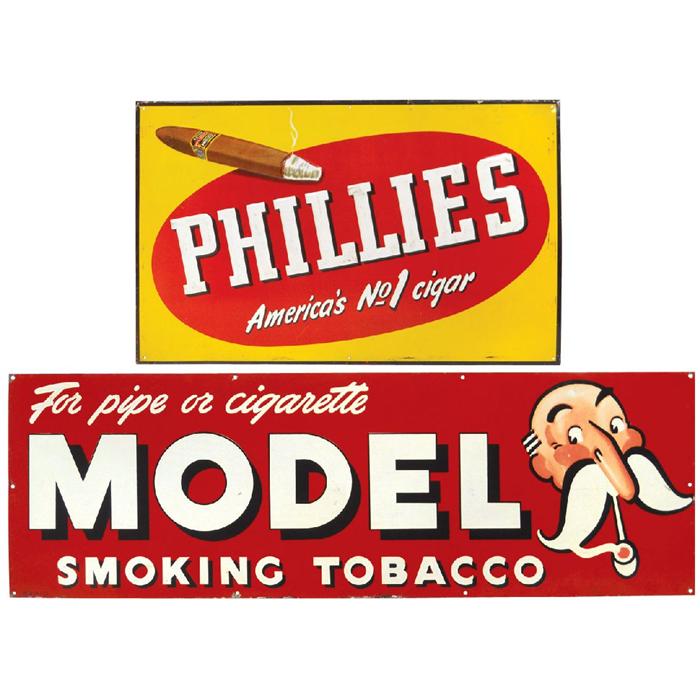 Cigar & tobacco signs (2), Model Smoking Tobacco metal sign & Phillies ...