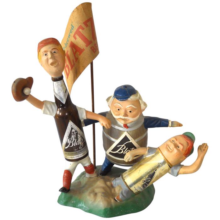 Breweriana, Blatz Beer figure, 3 comical baseball players, VG orig cond ...