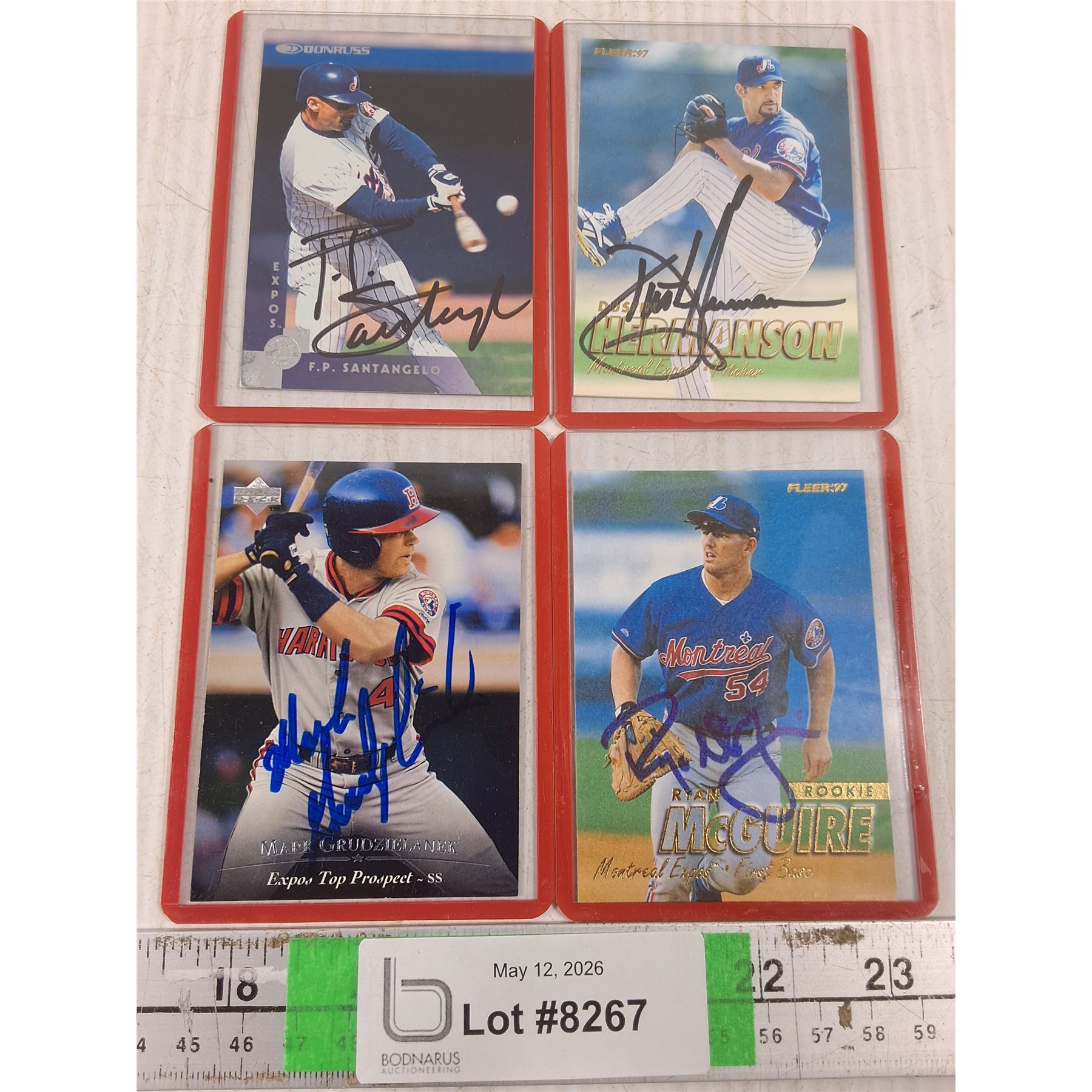 (4) MLB Baseball Autographed Player Cards - Bodnarus Auctioneering