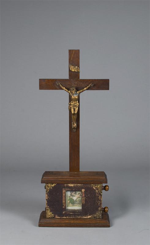 Fine Antique Wooden Cross Box with Photos