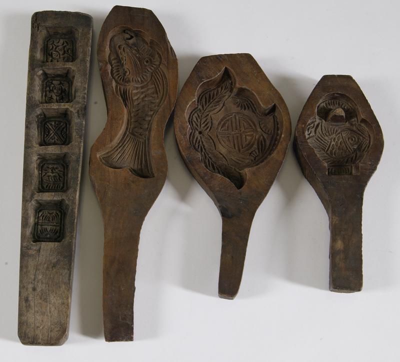 4 Antique Chinese Moon Cake Molds