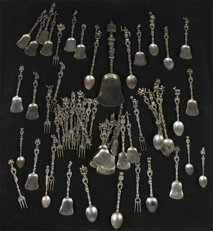 19th C. Italian Ornate Silver Plate Spoon and Fork Set