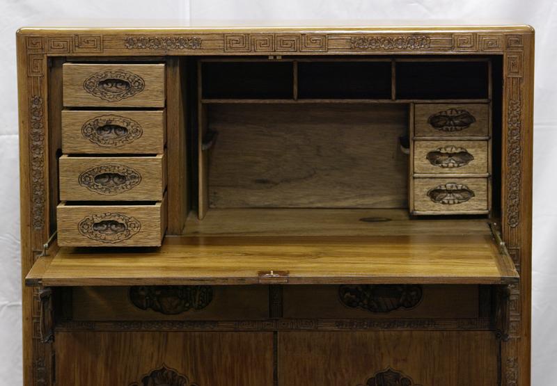 Very Fine Hand Carved Chinese Secretary, 19th C.