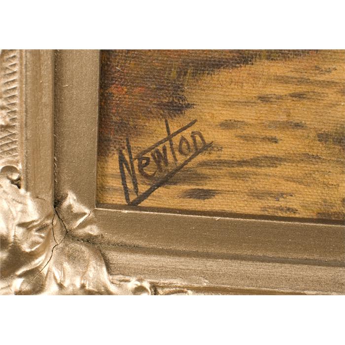 Signed Newton Oil Painting On Canvas