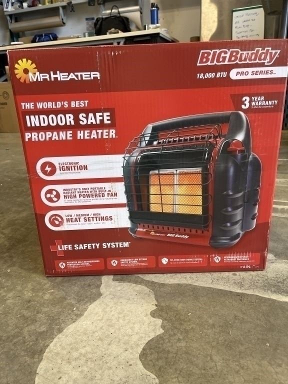 NEW MR HEATER BIG BUDDY 18K BTU PRO SERIES INDOOR SAFE PROPANE HEATER ...