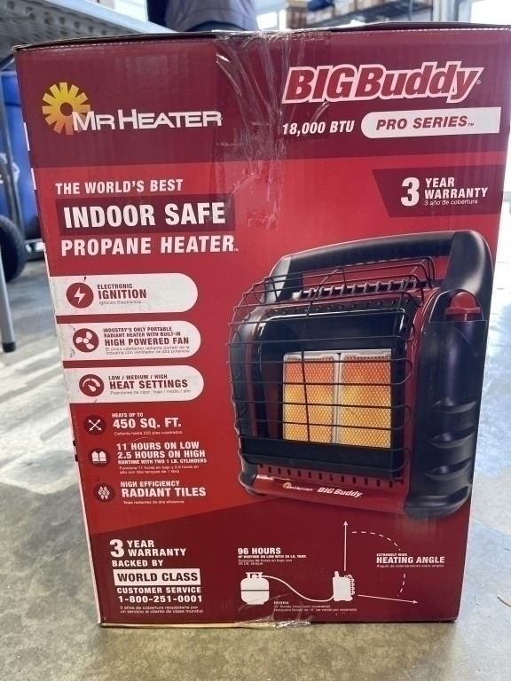NEW MR HEATER BIG BUDDY 18K BTU PRO SERIES INDOOR SAFE PROPANE HEATER ...