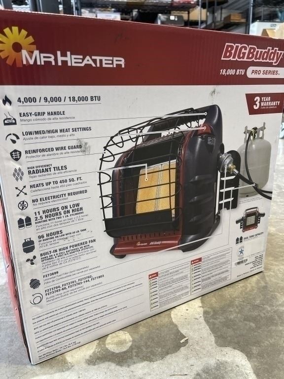 NEW MR HEATER BIG BUDDY 18K BTU PRO SERIES INDOOR SAFE PROPANE HEATER ...