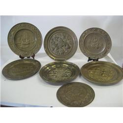 Collection of 6 decorative brass plates