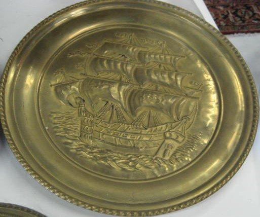 Collection of 6 decorative brass plates