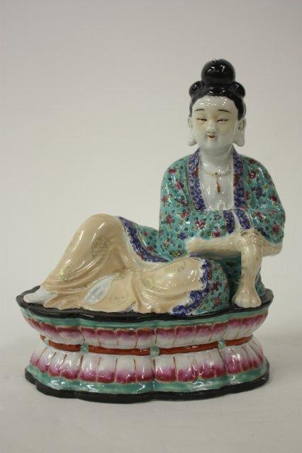 Famille Rose Chinese "Reclining Woman"