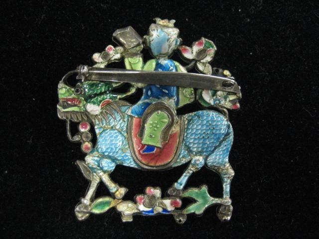 Antique Chinese enamel & silver pendant