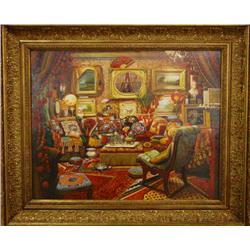 Oil painting "Very Busy Victorian Room"