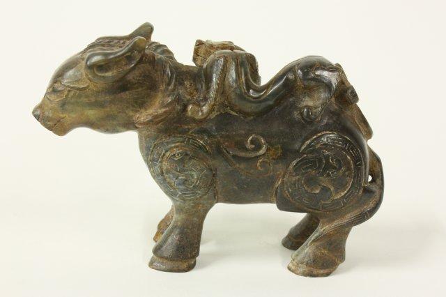 19th c. jade bull
