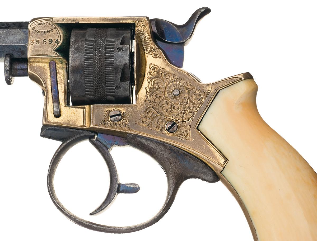 Cased Finely Engraved H.W. Egg Tranter Patent Double Action Revolver ...