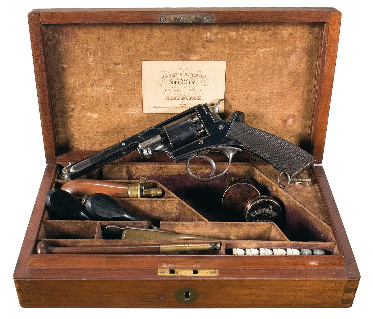 Excellent Cased Joseph Harkom Adams Patent Double Action Percussion ...