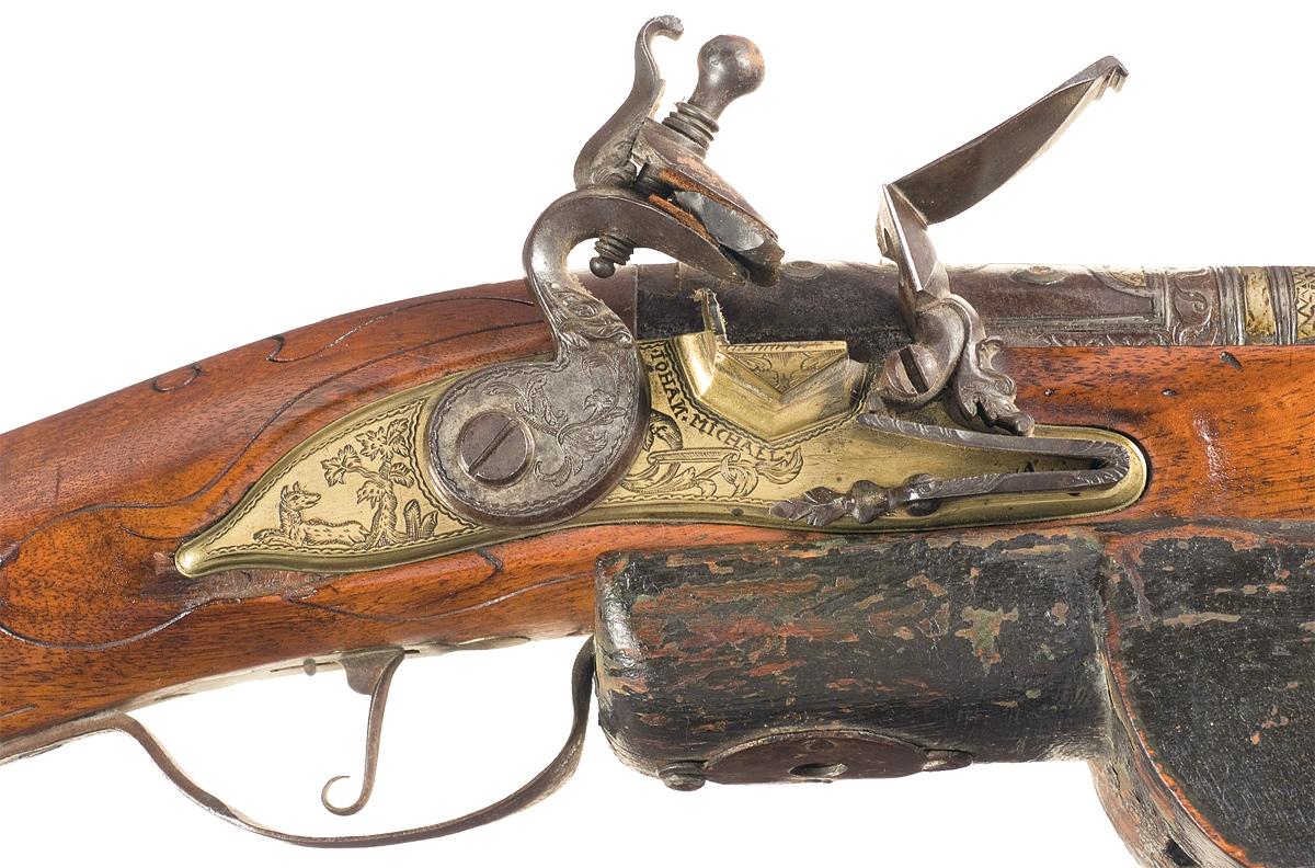 Massive Inlaid Johan Michael Fortress Flintlock Gun