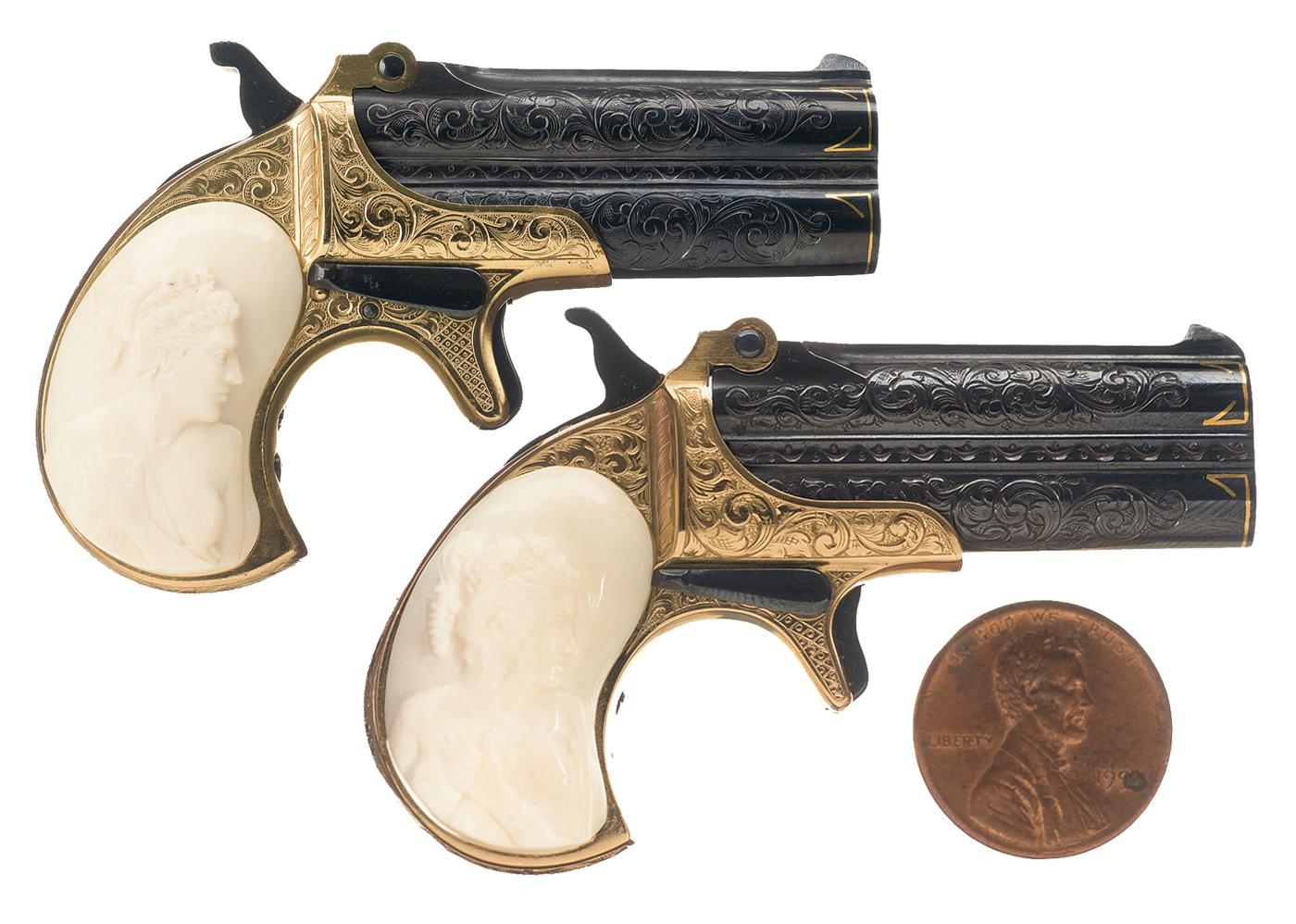 Engraved Remington Type II Derringer and Matching Miniature Remington ...