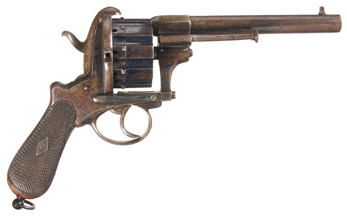 Unique European Double Action Pinfire 10 Shot Revolver with CSA Marked ...