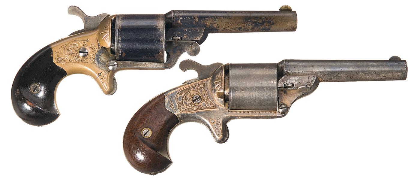 Two Moore's Patent Teat-Fire Revolvers -A) National Arms Teat-Fire ...