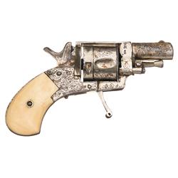 Engraved Belgian Revolver with Ivory Grips