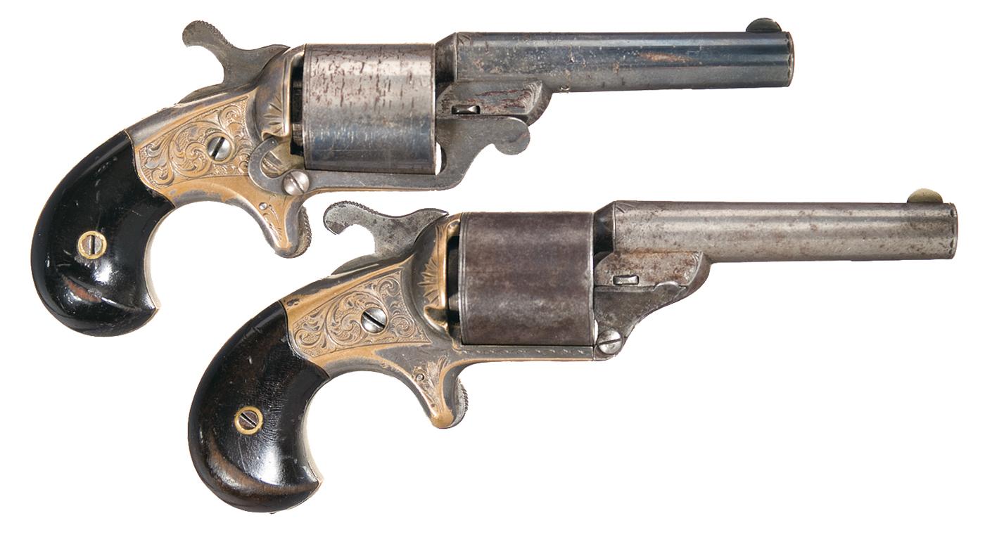 Two Moore's Patent Teat-Fire Revolvers -A) National Arms Teat-Fire ...