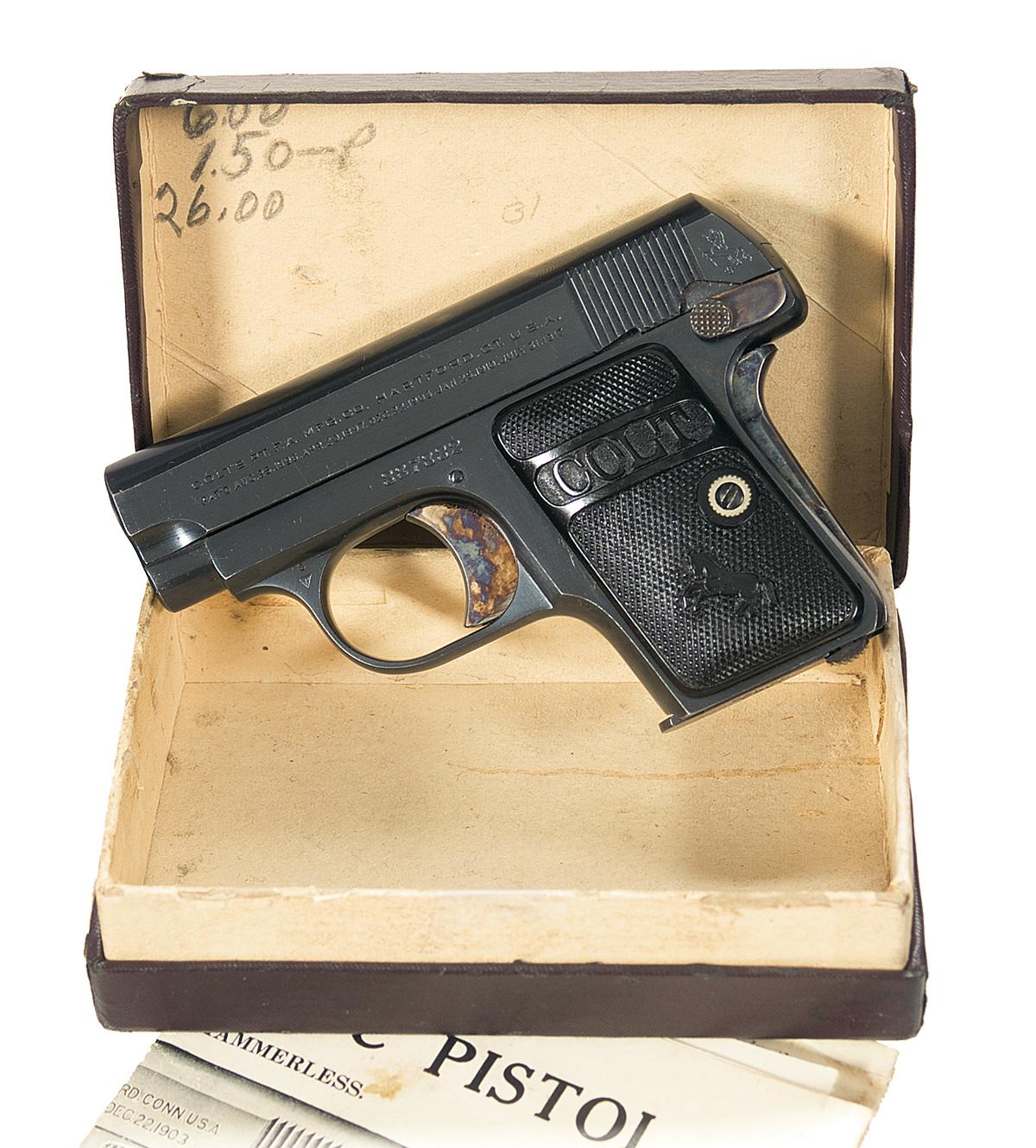 Excellent Colt Model 1908 Caliber .25 Hammerless Automatic Pistol with ...