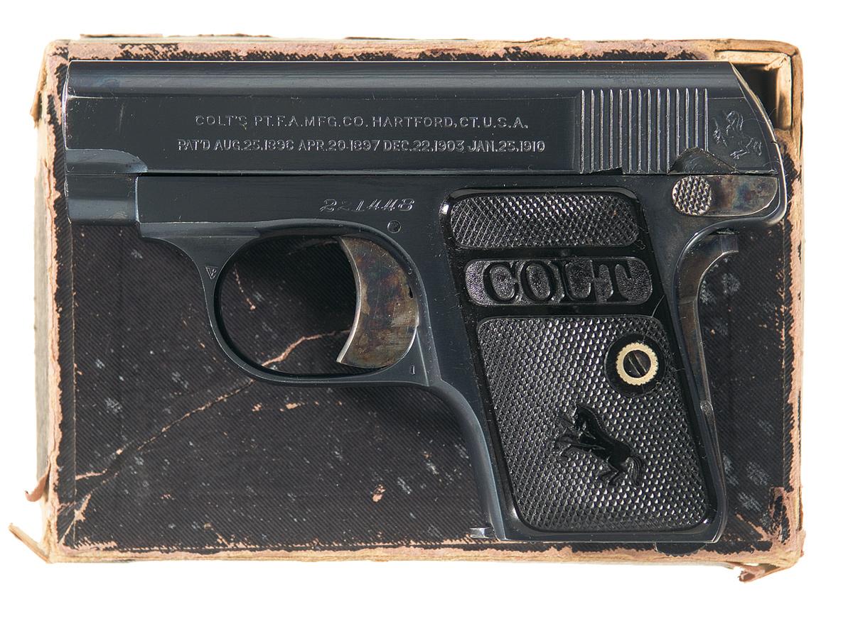 Excellent Colt Model 1908 Hammerless Pocket Pistol with Factory Box