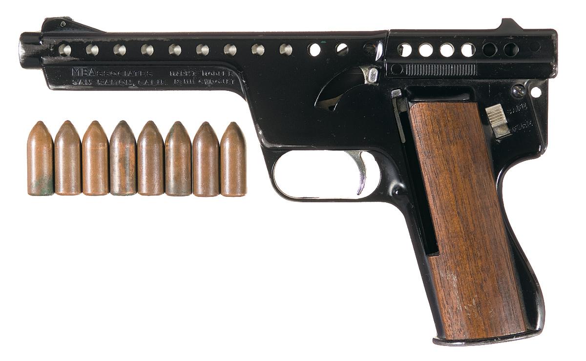 Rare MBA Mark I Model B Gyro Jet Pistol with Eight Rounds of Ammunition