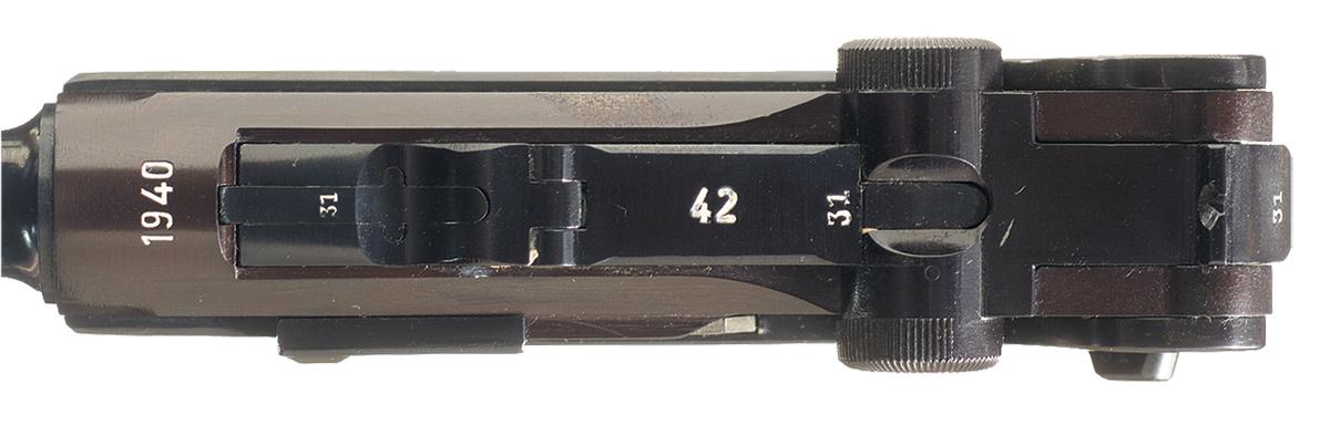 WWII Mauser "42" Code 1940 Dated Luger Pistol with Post-War Boxed Erma ...