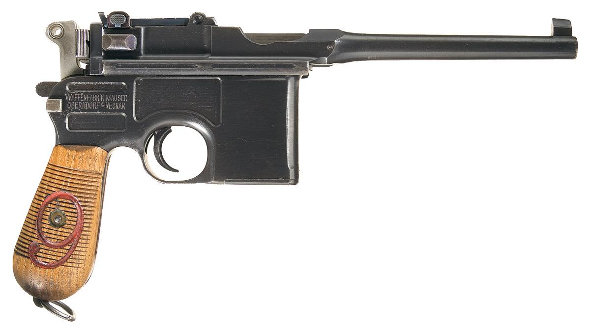 WWI Mauser Broomhandle Red 9 Semi-Automatic Pistol with Shoulder Stock ...