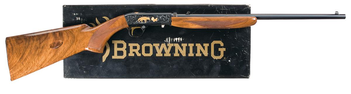 Engraved Gold Inlaid Browning High Grade .22 Caliber Semi Automatic ...