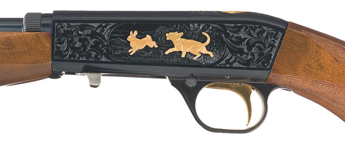 Engraved Gold Inlaid Browning High Grade .22 Caliber Semi Automatic ...