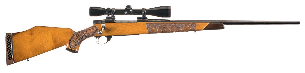 Weatherby Vanguard Bolt Action Rifle with Fancy Carved Stock and Scope