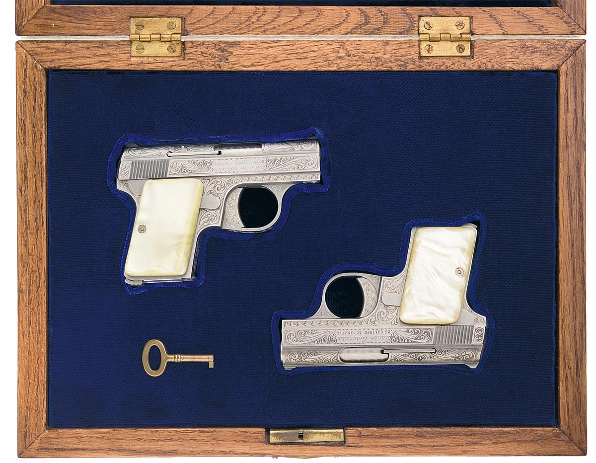 Cased Engraved Matched Pair of Consecutively Serial Numbered Bauer 25 ...