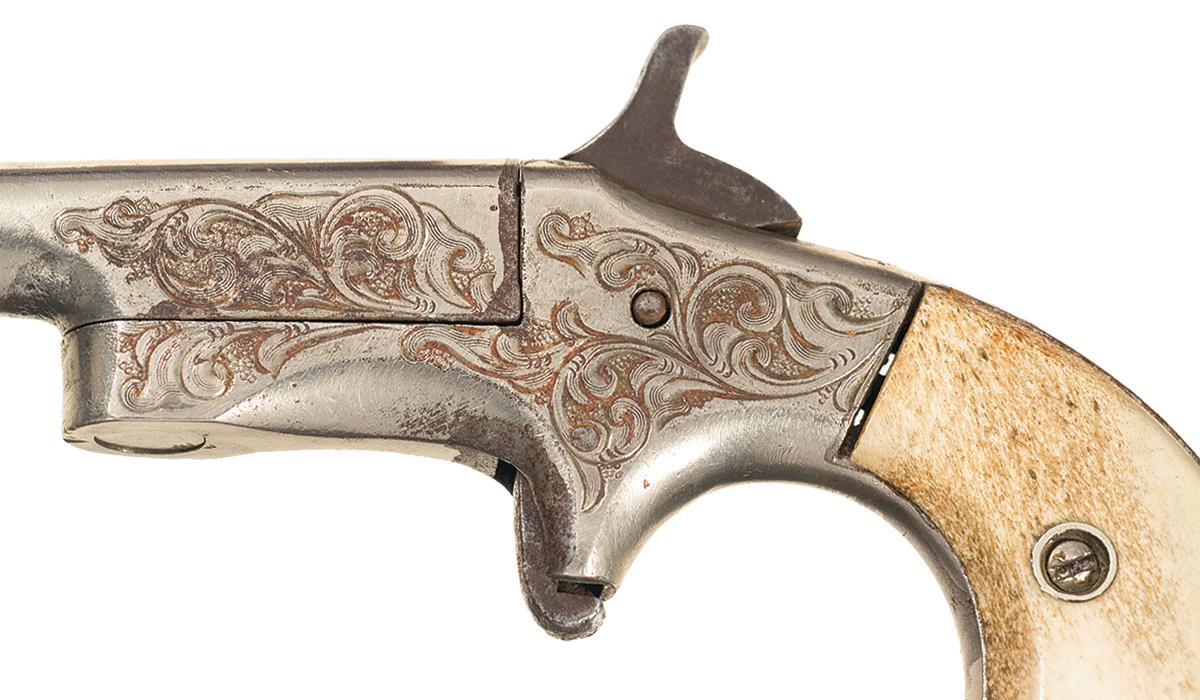 Factory Engraved Eclipse Single Shot Derringer with Bone Grips