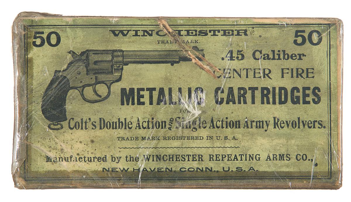 Sealed Box of Green Label Winchester Metallic .45 Caliber Cartridges