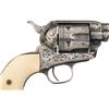 Engraved Silver Plated Colt Single Action Army Revolver with Ivory Grips