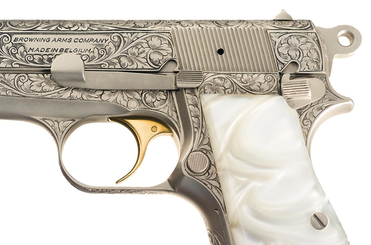 Excellent Engraved Belgian Browning Renaissance High Power Pistol