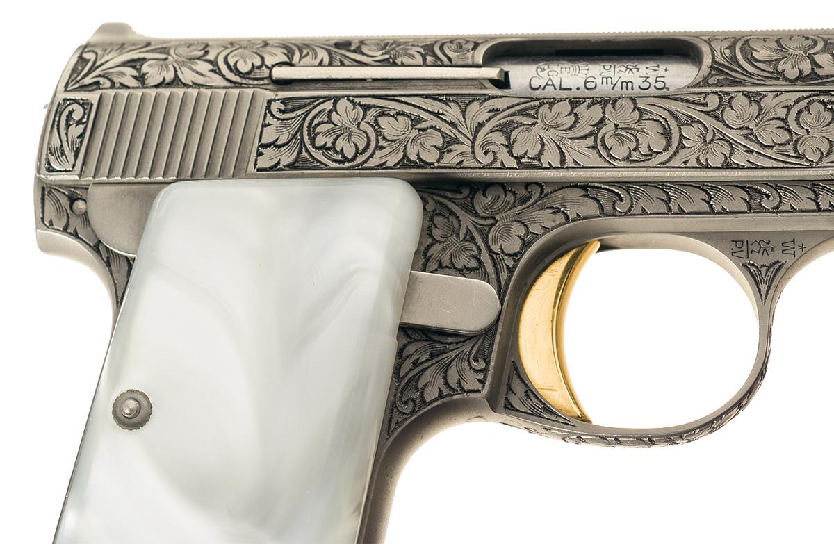 Excellent Cased Factory Engraved Belgium Browning Renaissance Pistol ...