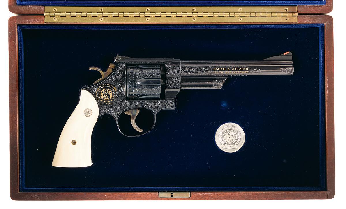 Extremely Rare Cased Class A Factory Engraved Smith & Wesson 125th ...