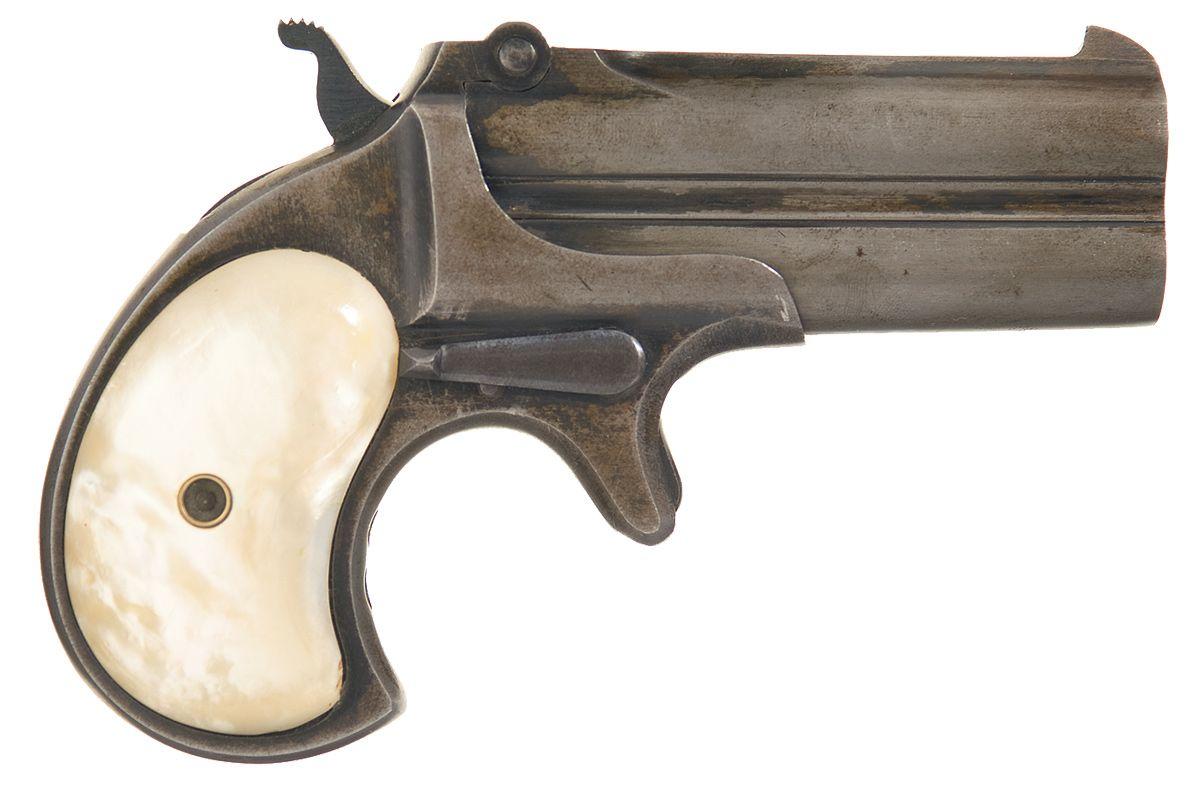 Remington Over Under Double Barrel Derringer with Pearl Grips, Gambler ...