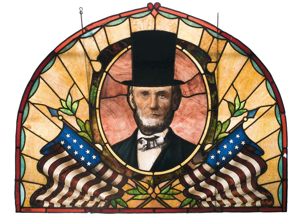 Magnificent President Abraham Lincoln Stained Glass Window