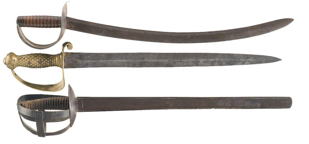 Starr 1826 Contract Cutlass, Model 1841 Navy Cutlass, and Fencing Cutlass